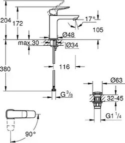 Grohe - Umyvadlová baterie s výpustí Push-Open, studený start, chrom