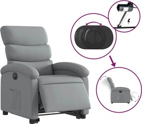 Elektrické zvedací polohovací křeslo světle šedé textil 3204002