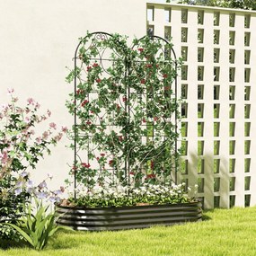Outsunny Horolezecká Podpora s Nepravidelným Vzorem, Sada 2, Zahradní Mřížka pro Zeleninu, Viny, Květy, Kov, 50 x 180 cm, Černá