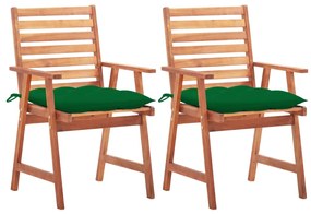 vidaXL Zahradní jídelní židle 2 ks s poduškami masivní akáciové dřevo