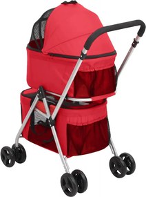 2patrový skládací kočárek pro psa červený 83x48x97 cm oxford 172206