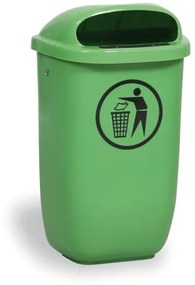 Venkovní odpadkový koš na sloupek, 50 l, 425 x 320 x 780 mm, světle zelený