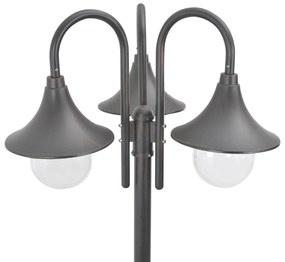 vidaXL Marketos Zahradní sloupová lampa 3 ramena E27 220 cm hliník bronzová
