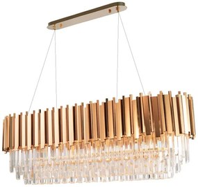 Toolight, kovové-křišťálové závěsné svítidlo E14 60x30 cm 312355, zlatá, OSW-00683