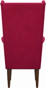 relaxační křeslo, ušák, odpočinkové, dřevo/kov/samet, 102x78x66 cm, nohy tmavé/vínová, Dekorino KR20260074