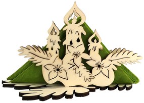 AMADEA Dřevěný stojánek na ubrousky s vánočním motivem svíček, velikost 10 cm