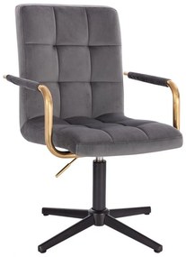LuxuryForm DESIGN Otočná židle VERONA GOLD VELUR na černém kříži - tmavě šedá