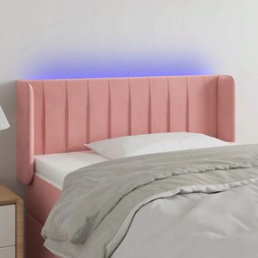Čelo Postele S Led Růžové Samet Růžová 83 x 16 x 78/88 cm