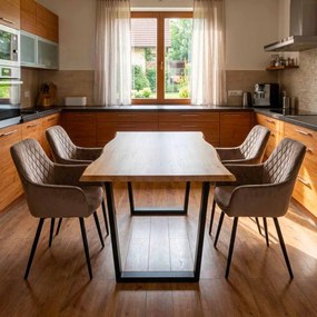Vikio Jídelní set pro 4 osoby 160x90 cm dub noha U béžová židle s područkami VJS166-4CA