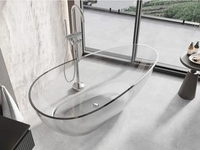 Mexen Glass čirá volně stojící vana transparentní 170 x 85 cm, chromová zátka - 58061708508