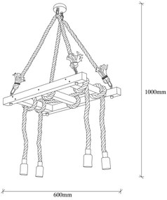 Lustr na lanku EREBOS 4xE27/40W/230V hnědá