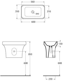 HOPA Volně stojící umyvadlo TULIP Provedení odpadu - Spodní odpad, Sloup k umyvadlu - Bez sloupu - KEAZTUUM60VSOS