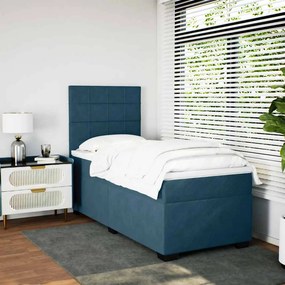 Box spring postel s matrací modrá 90 x 200 cm samet 3293114