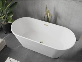 Mexen Flavia, volně stojící vana 170 x 75 cm, bílá, zlatý lesklý přepad, 54031708000-50