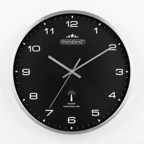 Nástěnné hodiny řízené rádiem černá/stříbrná Ø31cm