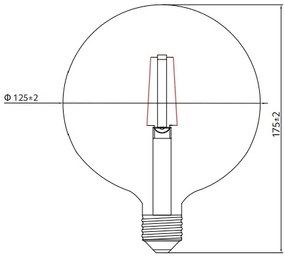 LED žárovka G125 8W teplá bílá
