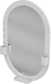 HOMCOM Zrcadlo na zeď s perforovanou deskou, dekorační zrcadlo 90x60 cm do obývacího pokoje, ložnice, bílé