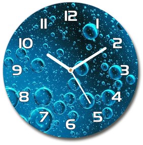 Wallmuralia Skleněné hodiny na stěnu Bubliny pod vodou fi 30 cm