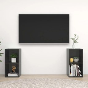 TV skříňky 2 ks šedé vysoký lesk 72x35x36,5 cm kompozitní dřevo - Default Title