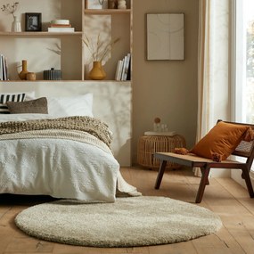 Flair Rugs, AKCE: 133x133 (průměr) kruh Kusový koberec Shaggy Teddy Natural kruh, béžová, dětský pokoj