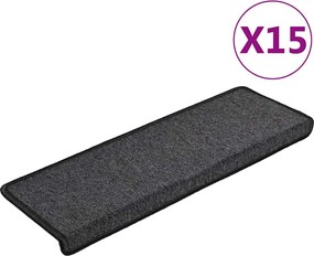 Schodové rohože 15 ks 65 x 21 x 4 cm antracitové s obdélníkovým okrajem 134567