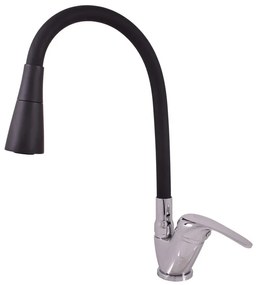 Slezák - RAV Dřezová baterie s flexibilním ramínkem SÁZAVA - SAx06.x/13, Černá/chrom Připojovací hadičky - závit: 1/2", Typ ovládací páky: Ovládací páka č.: 0 - (SA006.5/13)