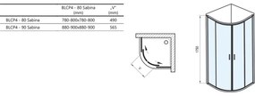 Ravak 3B240U40ZG - Sprchový kout čtyřdílný čtvrtkruhový BLIX 80x80 cm satin