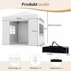 Costway Pavilon skládací vodotěsný zahradní altán s odnímatelnými bočními