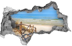 Wallmuralia Díra 3D ve zdi nálepka Vchod na pláž 95x73 cm
