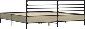 Rám postele dub sonoma 200 x 200 cm kompozitní dřevo a kov 3280063