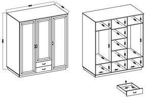FALCO Šatní skříň Flower 180 Odstín: Dub artisan/grafit