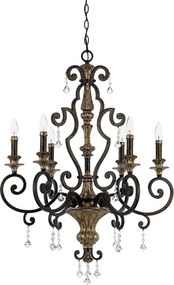 Elstead MARQUETTE A rustikální lustr 71 cm 6xE14 starý bronz