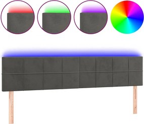 Čelo postele s LED tmavě šedé 180x5x78/88 cm samet 3121673