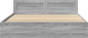Rám postele s čelem šedý sonoma 200 x 200 cm kompozitní dřevo 3295539