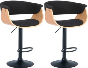 Barová židle Vestal (SET 2ks)  ~ látka, dřevo natura - Černá