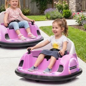 AIYAPLAY Autodráha, 360° rotace, rychlost 2 km/h, bezpečnostní pás, LED světla, hudba a klakson, růžová