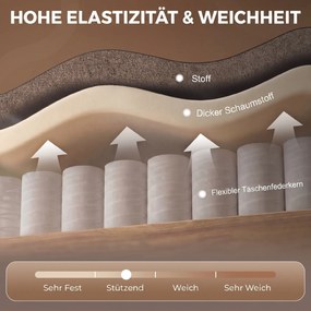 HOMCOM relaxační křeslo s plyšovým potahem – 360° otočné, houpací, sklápěcí do 135°, khaki