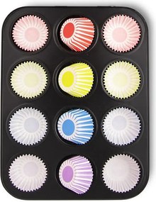 Kovová forma na 12 muffinů s papírovými košíčky 72 ks