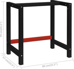 Kovový rám pracovního stolu 80 x 57 x 79 cm černá a červená 147927
