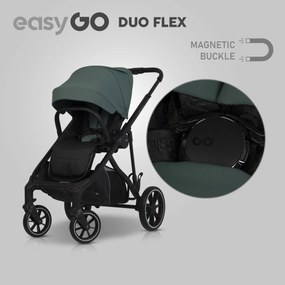 Sourozenecký kočárek EasyGo Duoflex Sage Green, 2 sportovní části, 2 hluboké vaničky