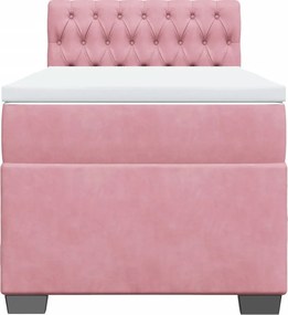 Box spring postel s matrací růžová 90x200 cm samet 3286221