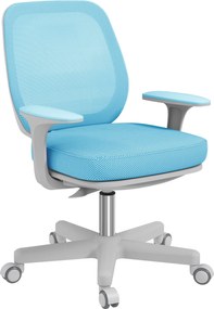 Ergonomická židle Vinsetto z prodyšného materiálu s 5 kolečky, nastavitelná kancelářská židle, 55x48x82.5-94.5 cm, modrá | Aosom