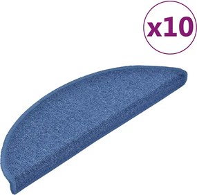 Schodové rohože 10 ks 56 x 17 x 3 cm modré, půlkulaté 149749
