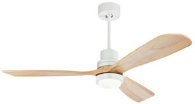 Zambelis 19140 stropní DC ventilátor s LED osvětlením, matně bílá, přírodní dřevo, ø132cm