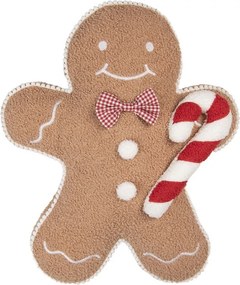 Hnědý dekorační polštář ve tvaru perníčka Gingerbread - 40*48*4 cm