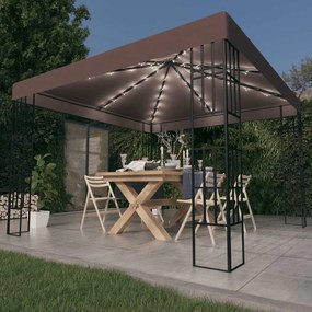 Altán se světelnými LED řetězy 3 x 3 m taupe 3070324