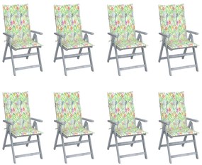 Zahradní polohovací židle s poduškami 8 ks šedé akáciové dřevo,  3075153