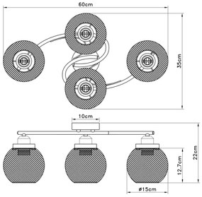 Globo 15663-4D - Přisazený lustr PABLO 4xE27/60W/230V