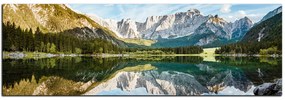 Obraz na plátně - Alpské štíty odrážející se v klidném jezeře - panoráma 5157A (105x35 cm)