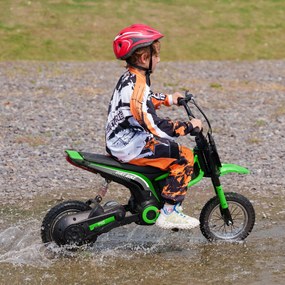 HOMCOM Dětská elektrická motorka 12V s klaksonem a světlem, 8-16 km/h, otočný plyn, pro děti 8-12 let, zelená